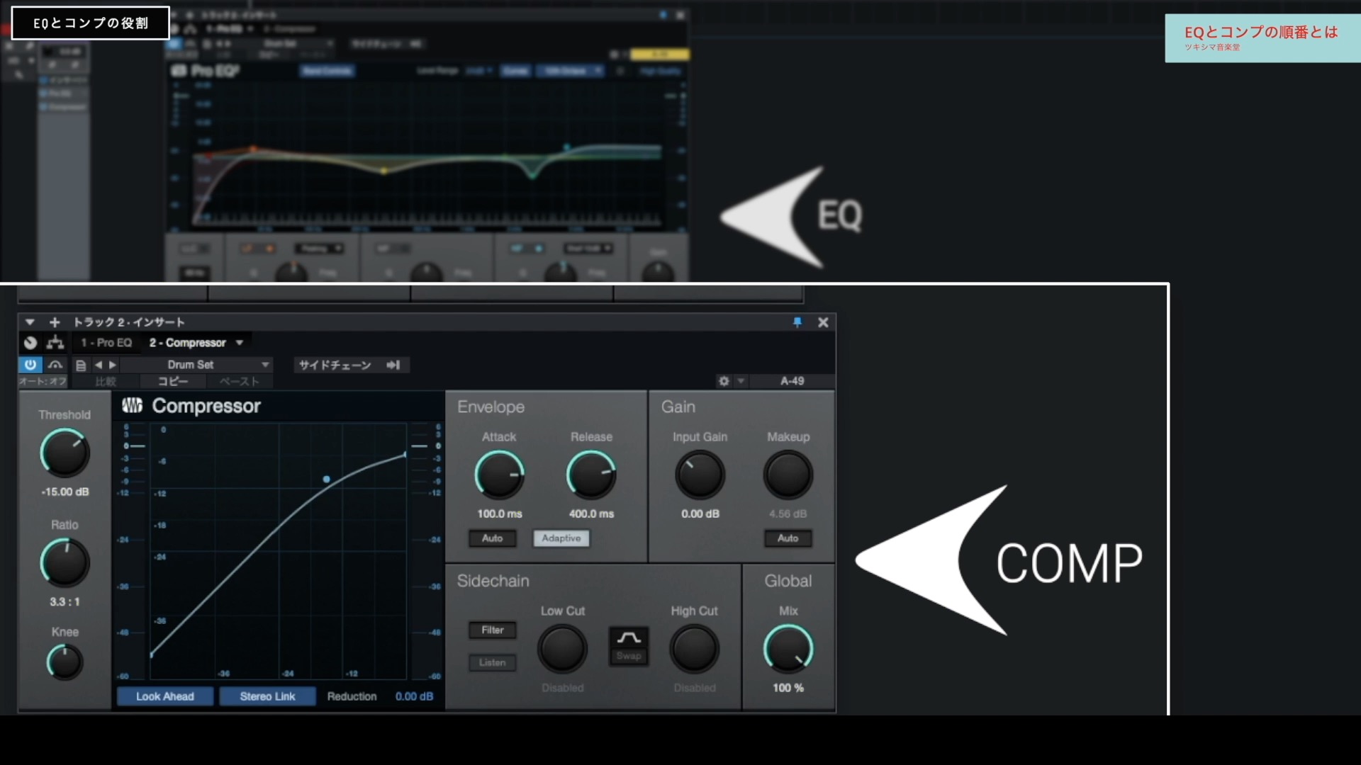 イコライザーとコンプレッサーの順番について考えてみました。【DTM初心者向け/ミックス/EQ/コンプ/比較】 – ツキシマブログ